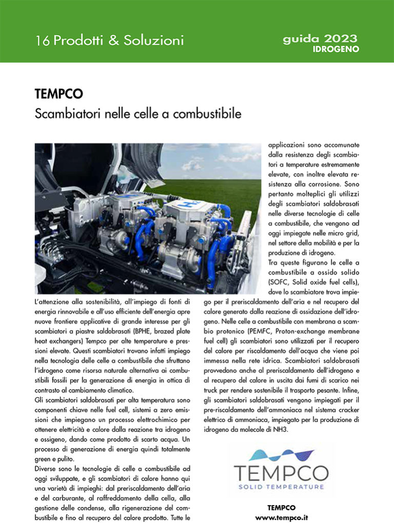 Hydrogen Guide 2023, Tempco solutions for fuel cells and the Italian ...