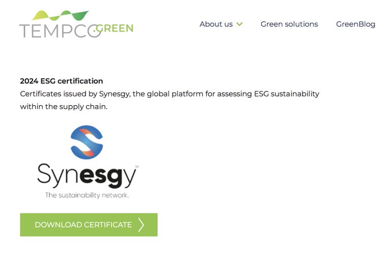 ESG sustainability certification 2024 within the supply chain for Tempco - Tempco Blog